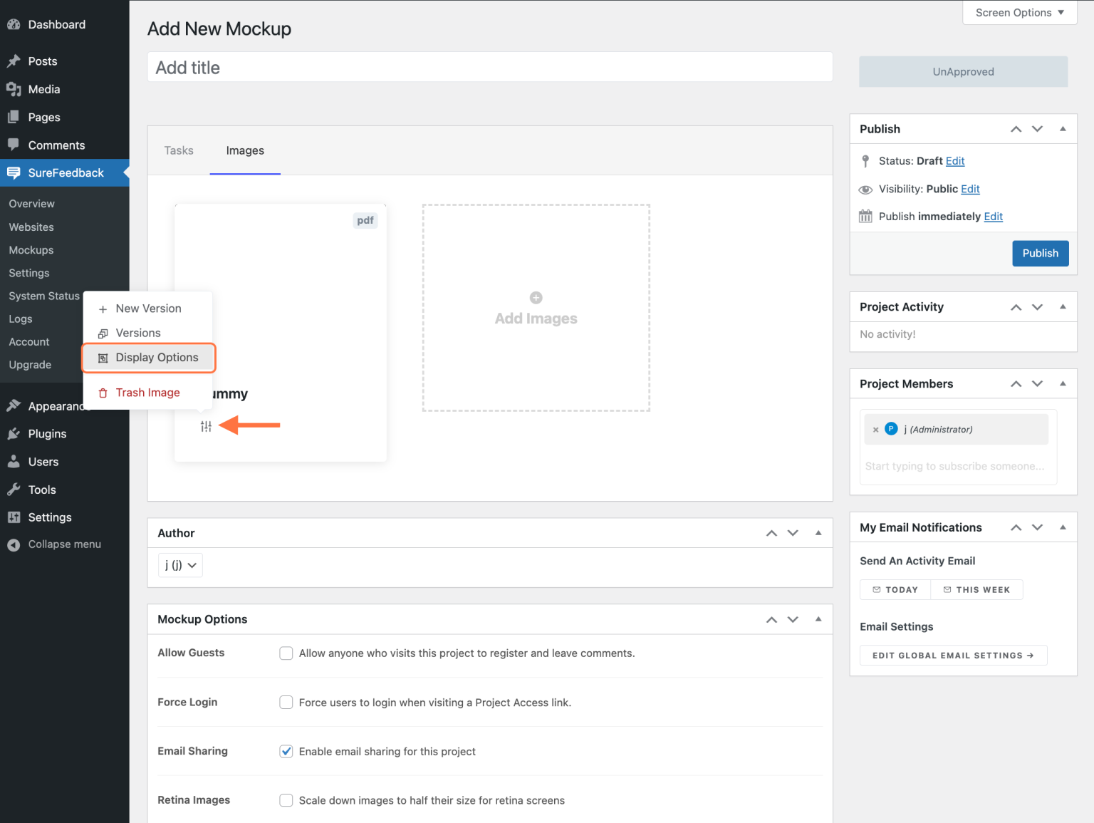PDF Mockups Setup - SureFeedback