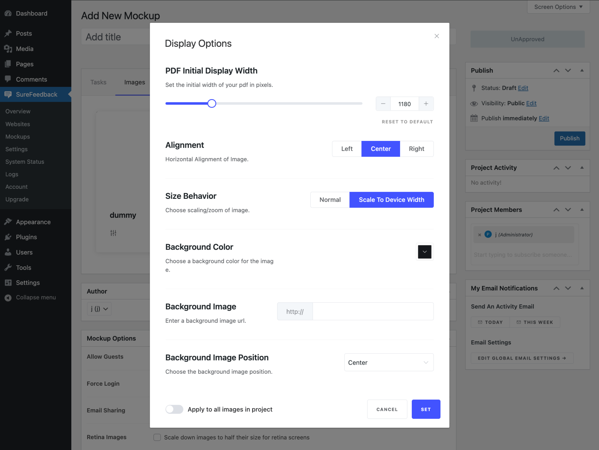 PDF Mockups Setup - SureFeedback
